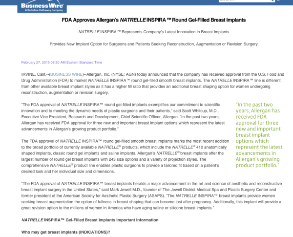 Allergan’s NATRELLE INSPIRA™ Round Gel-Filled Breast Implants | Dr ...